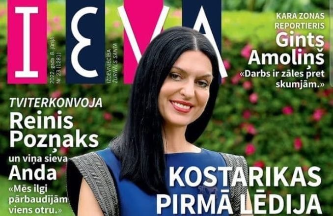 Primera dama Signe Zeikate resalta en portada de revista letona IEVA