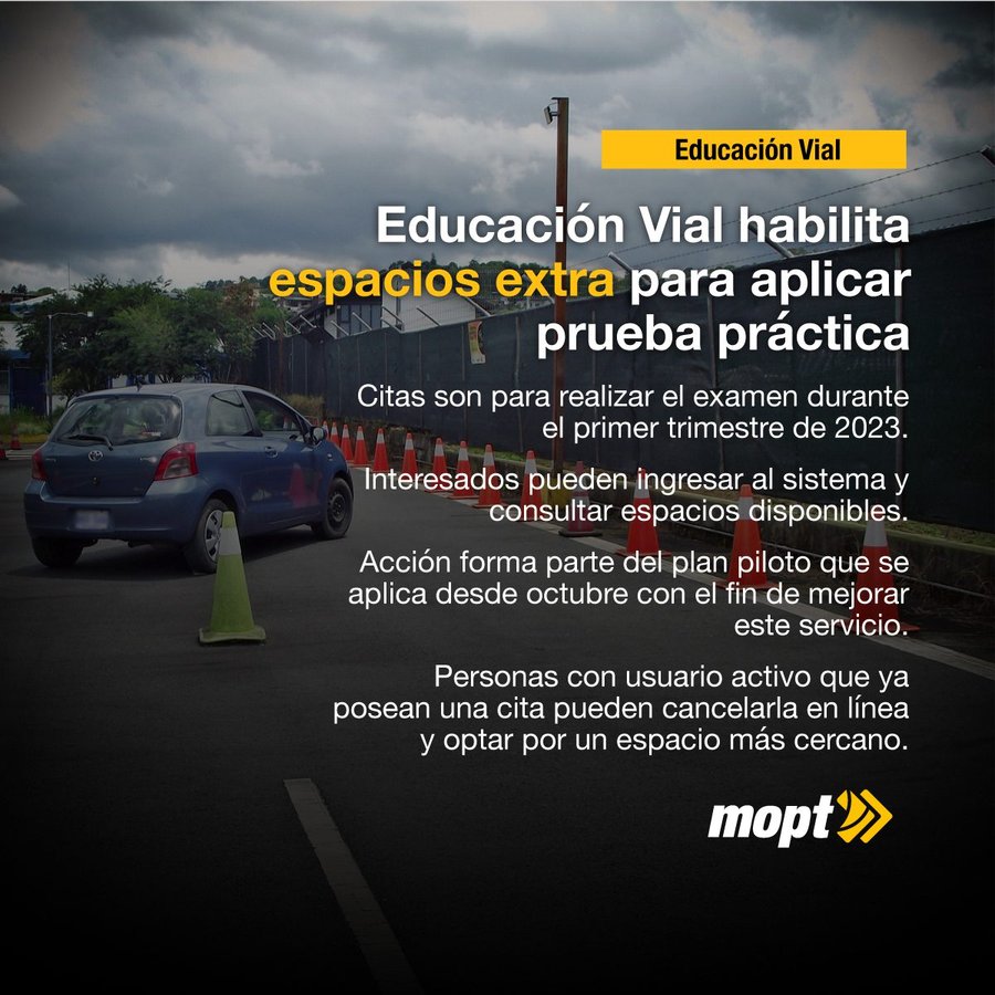 Educación Vial habilita pruebas prácticas extra para el primer trimestre del 2023