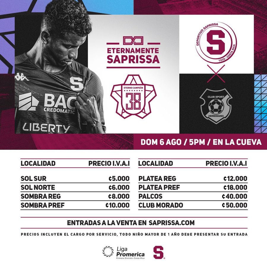 Saprissa saca a la venta entradas para el juego ante Herediano