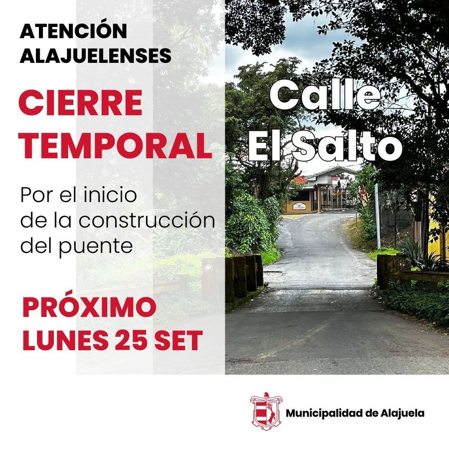 Municipalidad de Alajuela inicia construcción de puente sobre río Alajuela